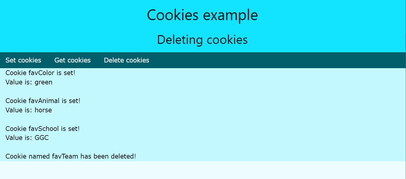 Solved expert Cookies exampleDeleting cookiesCookie favColor | Chegg.com