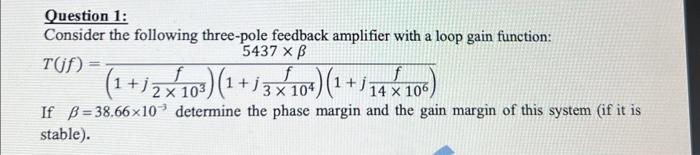 Solved Question 1: Consider the following three-pole | Chegg.com
