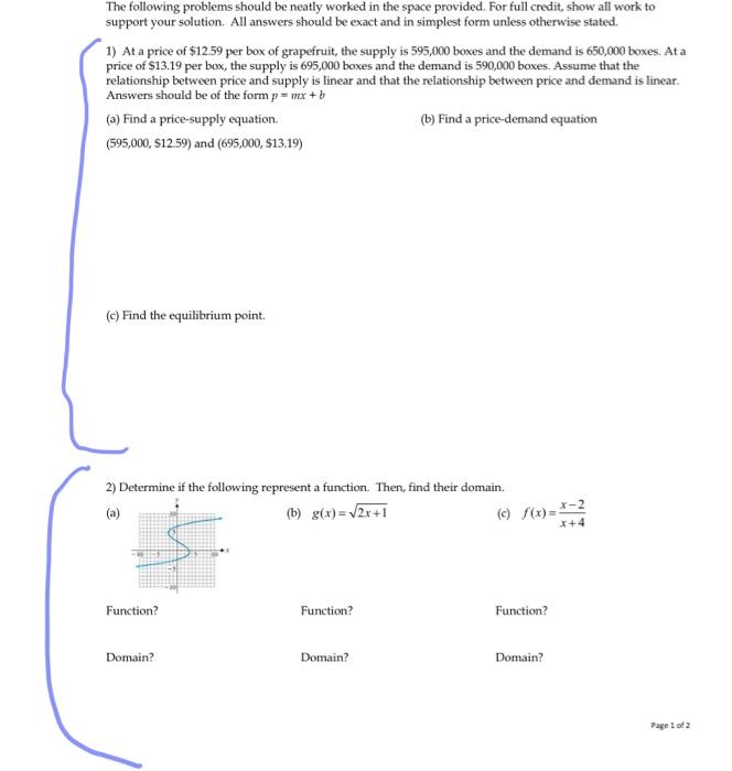 Solved The following problems should be neatly worked in the | Chegg.com