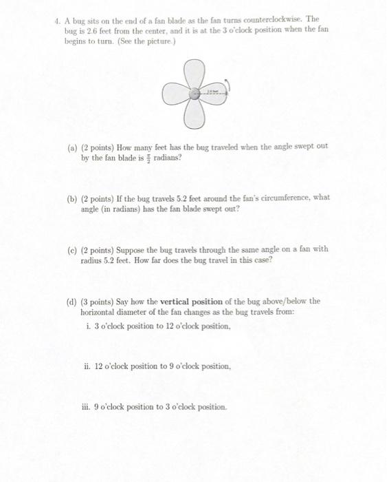 Solved 1. (2 points) An angle of radians with vertex at the | Chegg.com