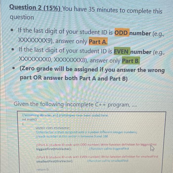 Solved Question 2 (15%) You have 35 minutes to complete this | Chegg.com