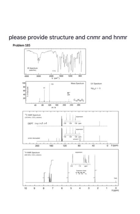 Problem 185please provide structure and cnmr and hnmr | Chegg.com