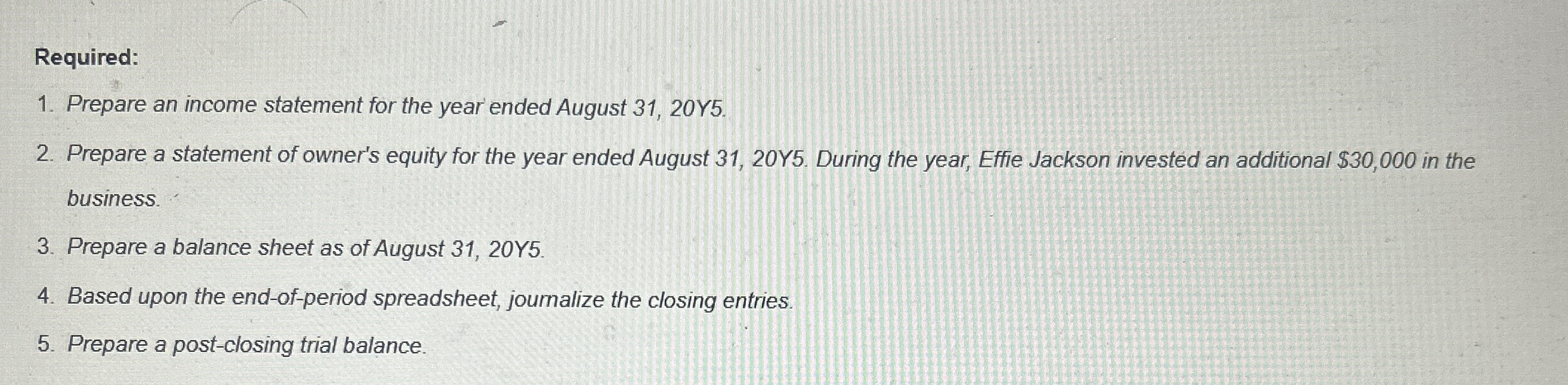 Solved Required:Prepare an income statement for the year | Chegg.com