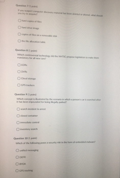 Solved Question 7 (1 point) If you suspect computer | Chegg.com