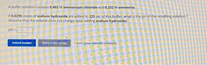 Solved A buffer solution contains 0.322M ammonium chloride | Chegg.com