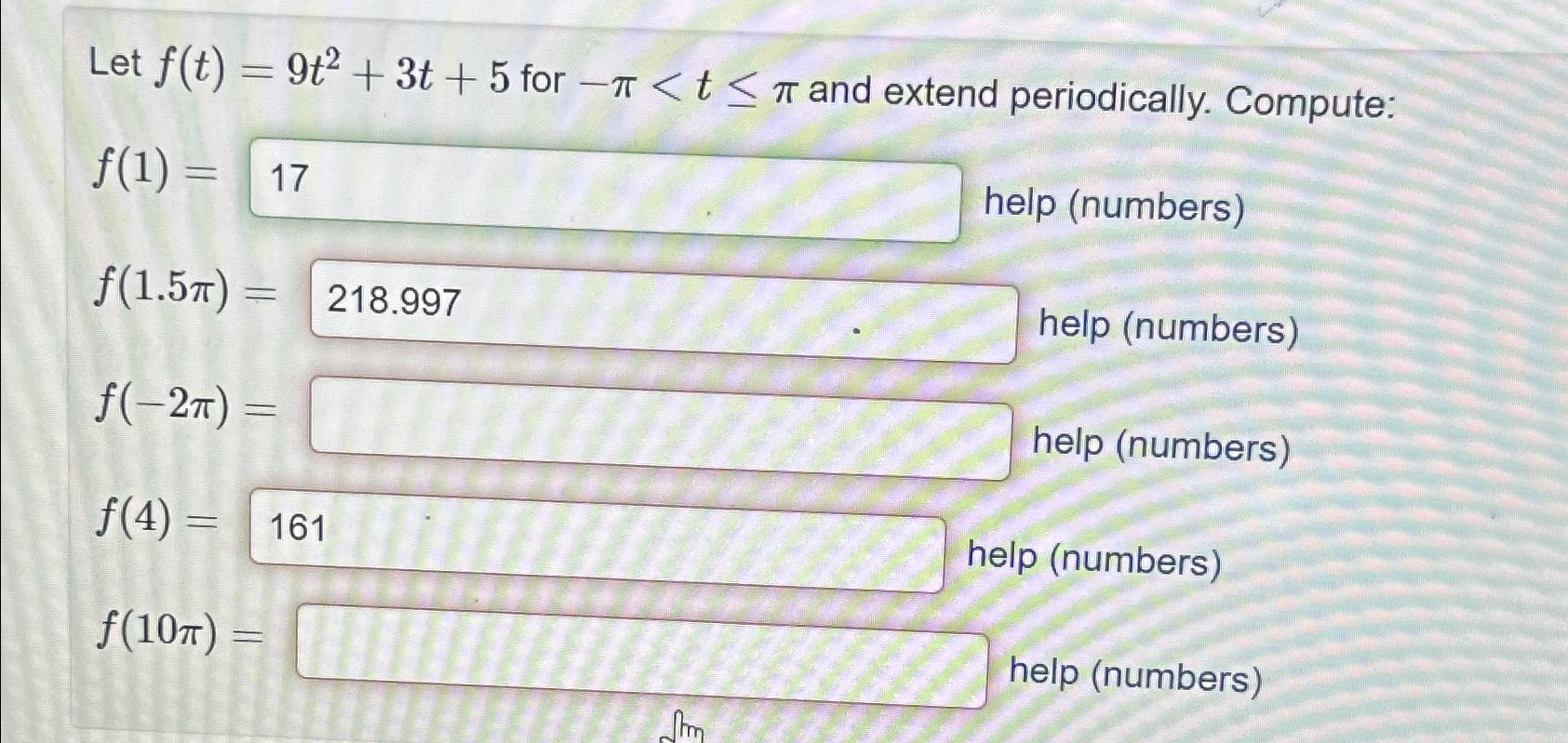 Solved Let f(t)=9t2+3t+5 ﻿for | Chegg.com