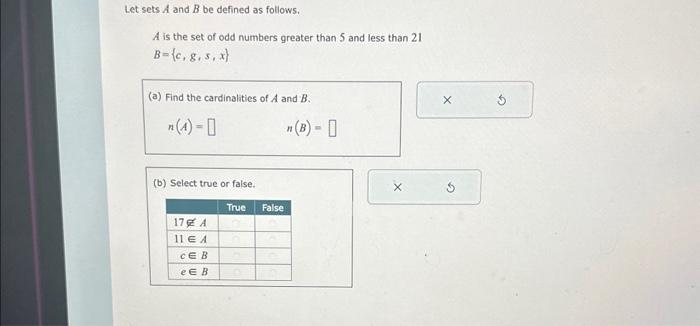 Solved Let sets A and B be defined as follows. A is the set | Chegg.com