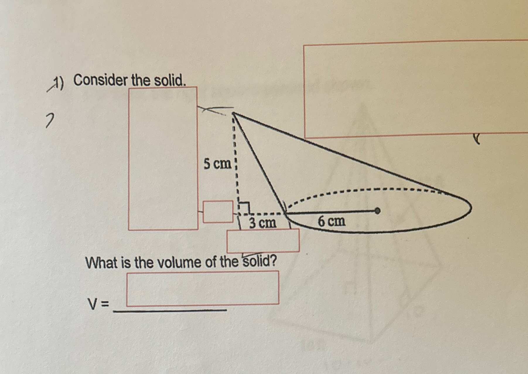 Solved Consider the solid.What is the volume of the solid?V= | Chegg.com