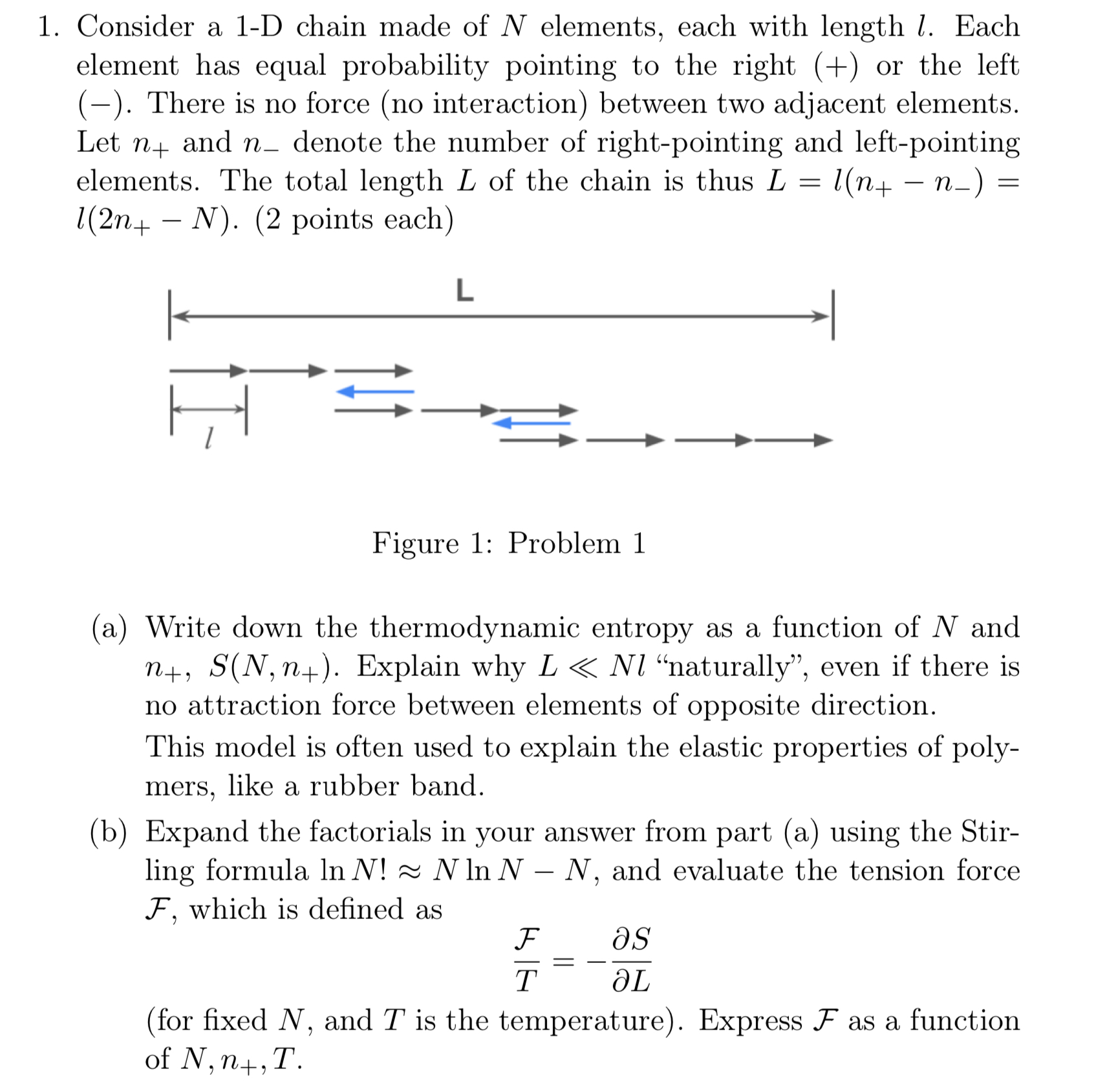 Solved Consider a 1-D chain made of N ﻿elements, each with | Chegg.com