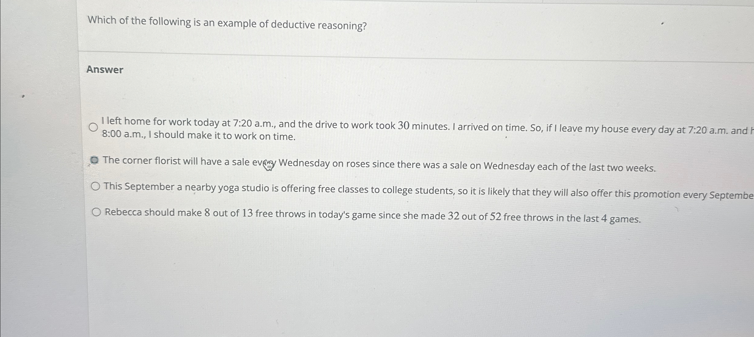 Solved Which of the following is an example of deductive | Chegg.com