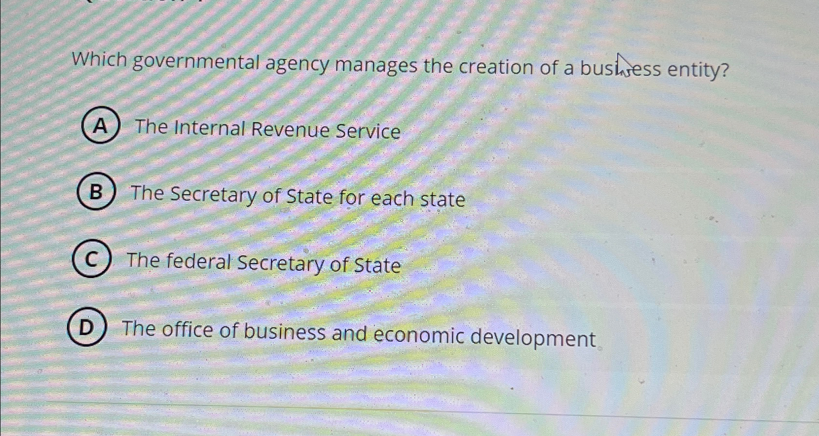 Solved Which governmental agency manages the creation of a | Chegg.com