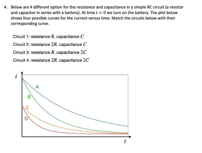 Solved 4. Below are 4 different option for the resistance | Chegg.com