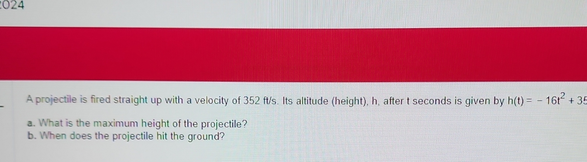 Solved A projectile is fired straight up with a velocity of | Chegg.com