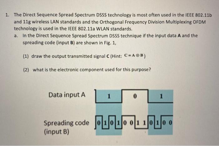 Solved 1. The Direct Sequence Spread Spectrum DSSS | Chegg.com