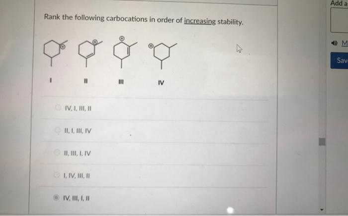 Solved Rank the following carbocations in order of | Chegg.com