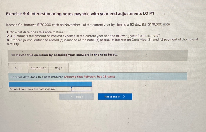 Solved Exercise 9-4 Interest-bearing notes payable with | Chegg.com