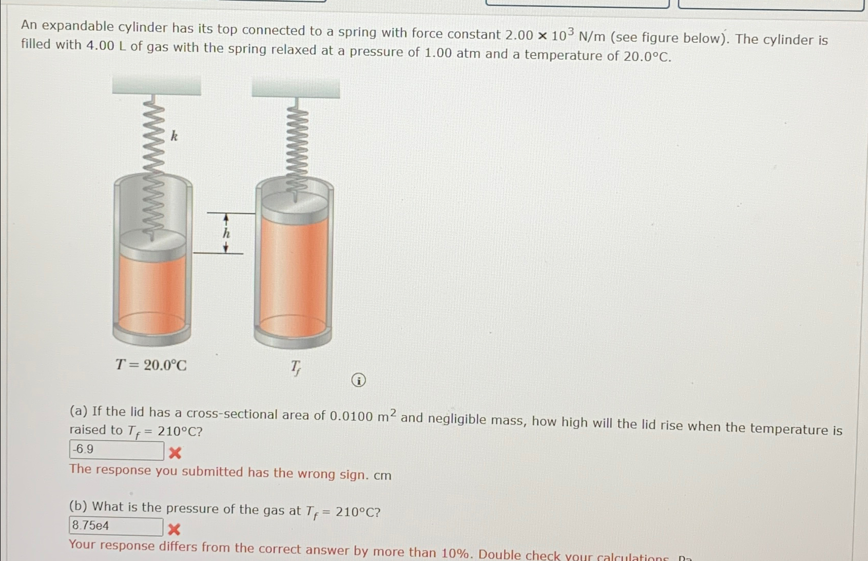 Solved An expandable cylinder has its top connected to a | Chegg.com