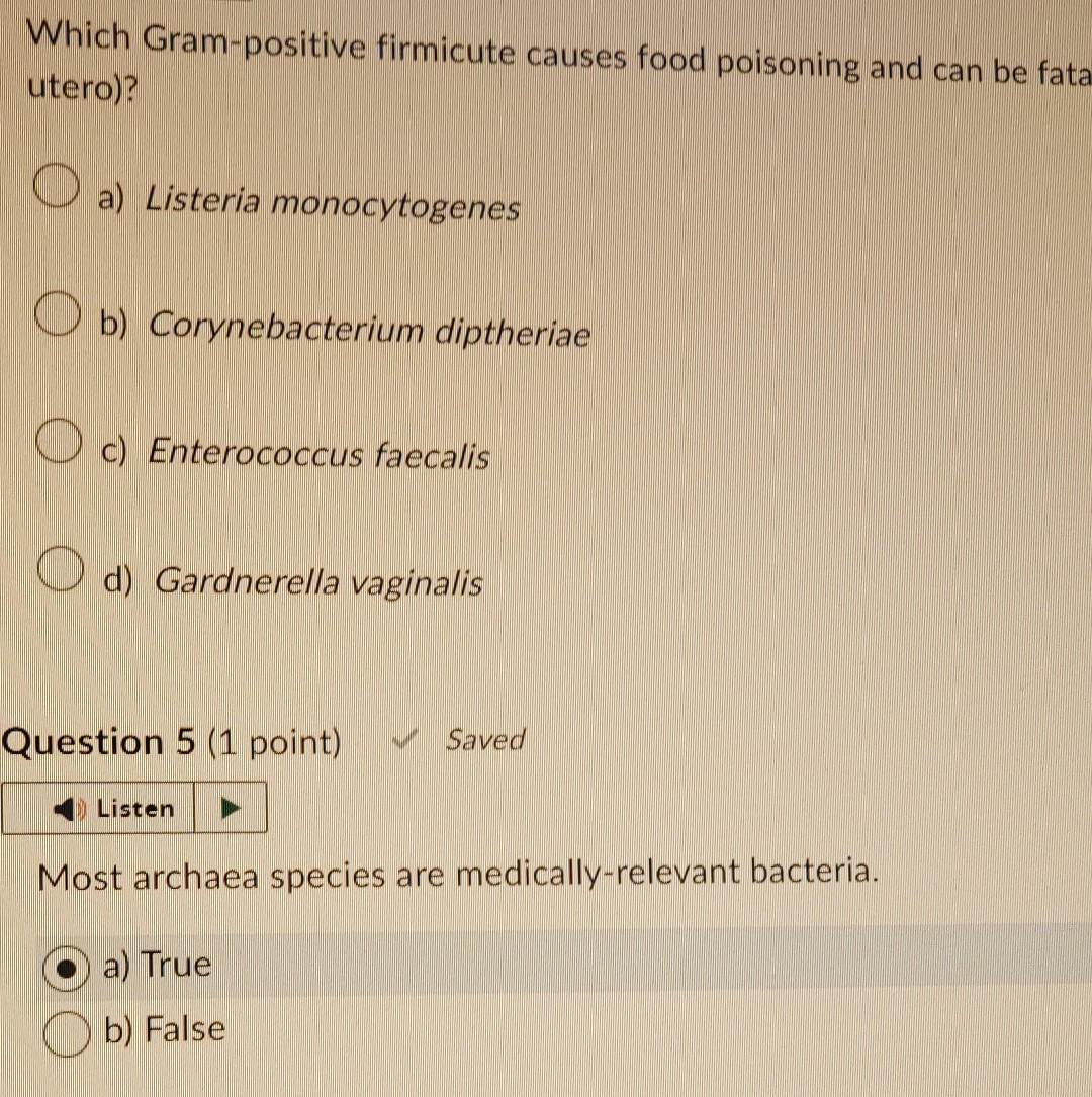 Solved Which Gram-positive firmicute causes food poisoning | Chegg.com