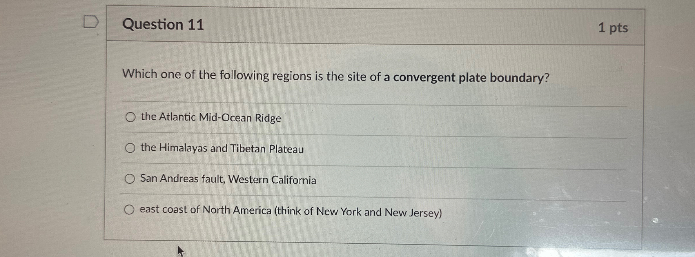 Solved Question 111 ﻿ptsWhich one of the following regions | Chegg.com