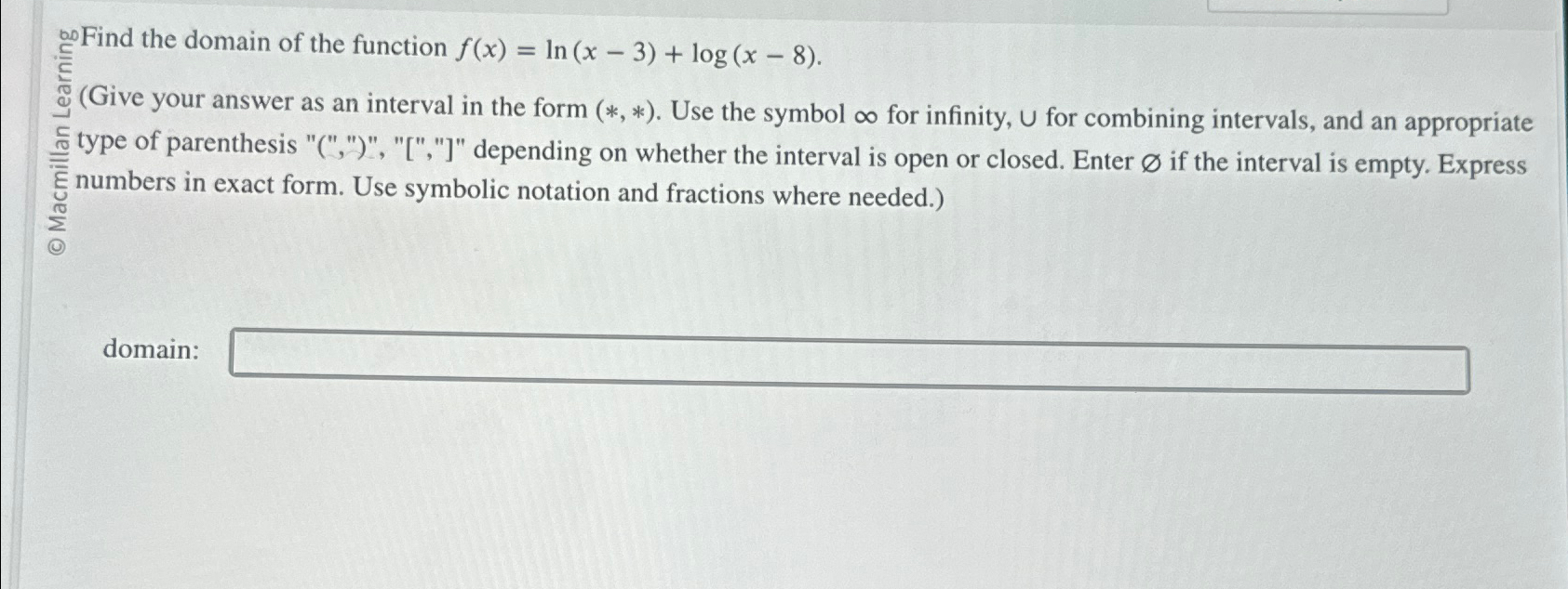 Solved and the domain of the function | Chegg.com