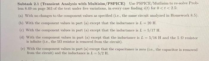 Subtask 2.1 (Transient Analysis with Multisim/PSPICE) | Chegg.com