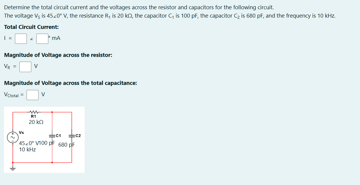 Solved Determine the total circuit current and the voltages | Chegg.com