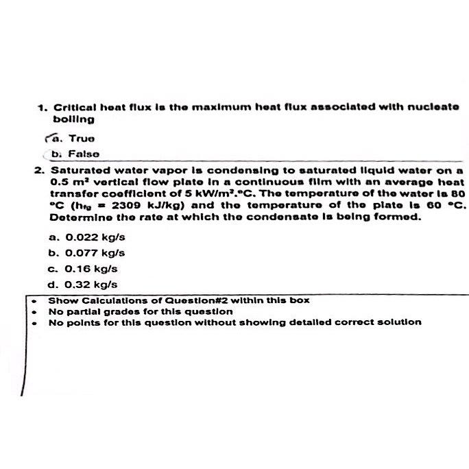 Solved Critical hoat flux lo the maximum heat flux | Chegg.com