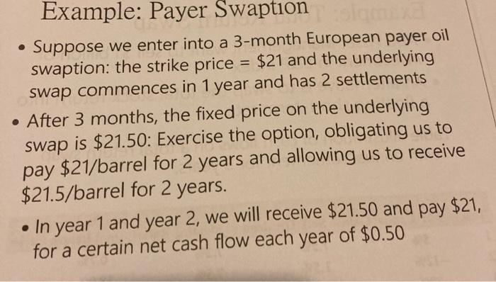 Solved Example: Payer Swaption Suppose we enter into a | Chegg.com