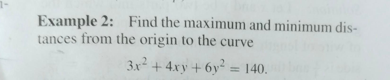 Solved Example 2: Find the maximum and minimum distances | Chegg.com