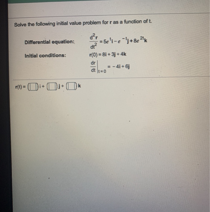 Solved Solve the following initial value problem for r as a | Chegg.com