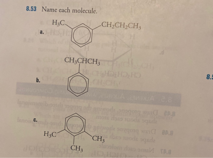 Solved 8.53 Name each molecule. H3C CH2CH2CH3 a. CH3CHCHZ 8. | Chegg.com
