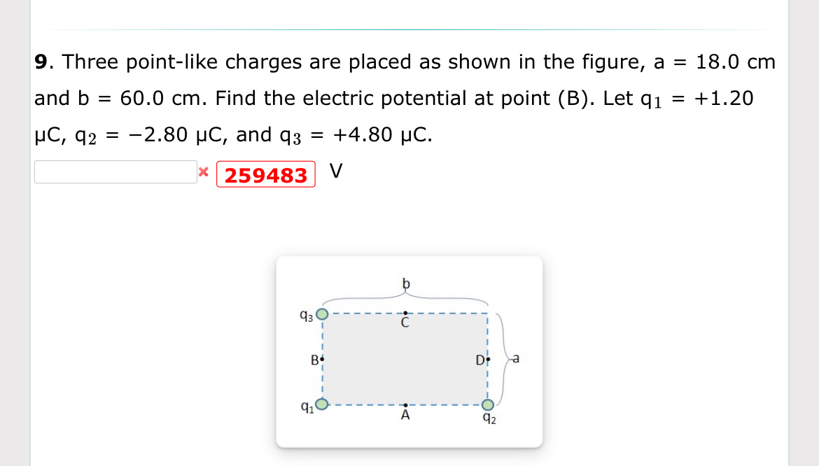 Solved Three point-like charges are placed as shown in the | Chegg.com