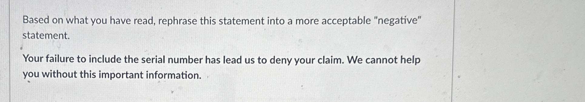 Solved Based on what you have read, rephrase this statement | Chegg.com