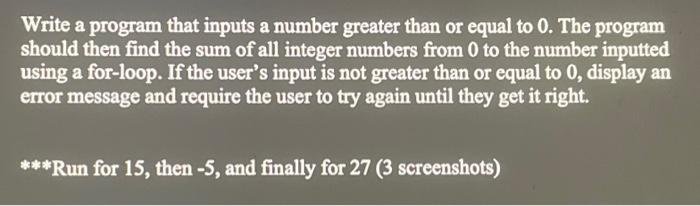 Solved Write A Program That Inputs A Number Greater Than Or