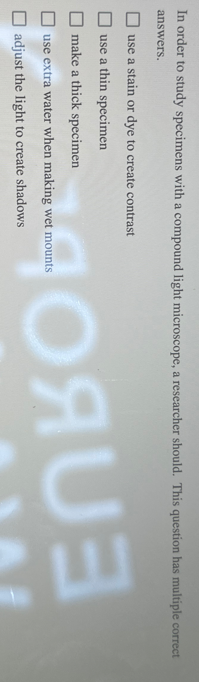 Solved In order to study specimens with a compound light | Chegg.com