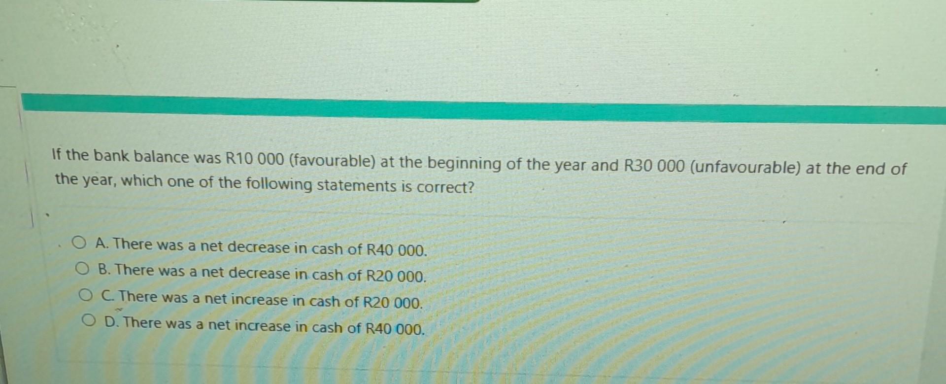 Solved If the bank balance was R10 000 (favourable) at the | Chegg.com