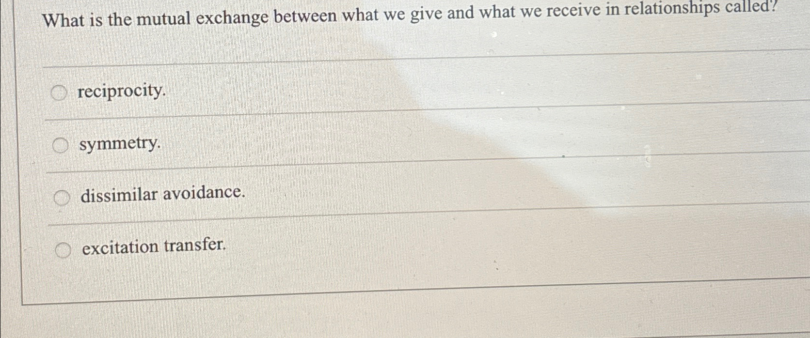 Solved What is the mutual exchange between what we give and | Chegg.com