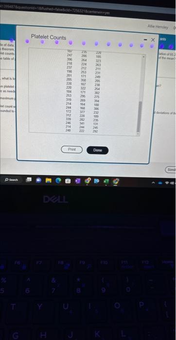 Solved Platelet Counts Platelet Counts | Chegg.com