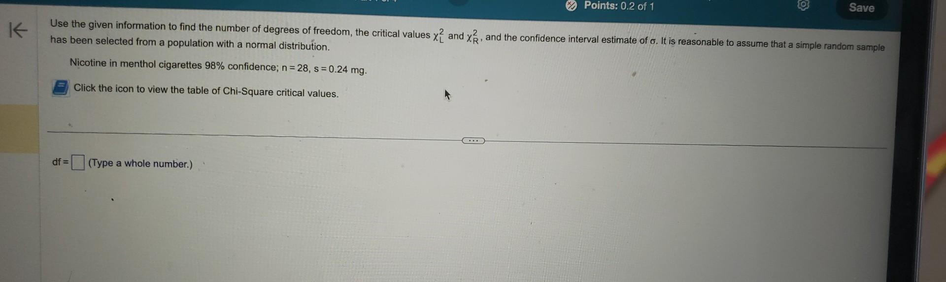 Solved Chi-Square (x2) DistributionArea to the right of the | Chegg.com