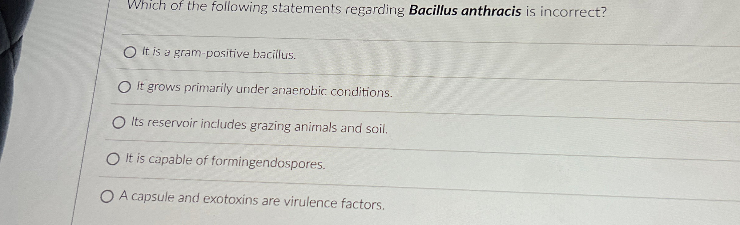 Solved Which of the following statements regarding Bacillus | Chegg.com