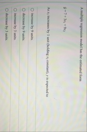Solved A multiple regression model has the estimated | Chegg.com