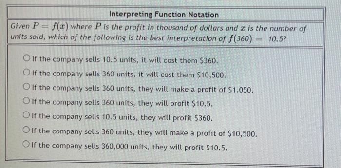 Solved Interpreting Function Notation Given P = f(x) where P | Chegg.com