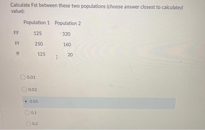 Solved Calculate Fst between these two populations (choose | Chegg.com