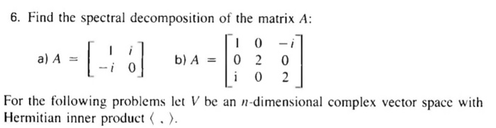 Solved 6. Find the spectral decomposition of the matrix A: | Chegg.com