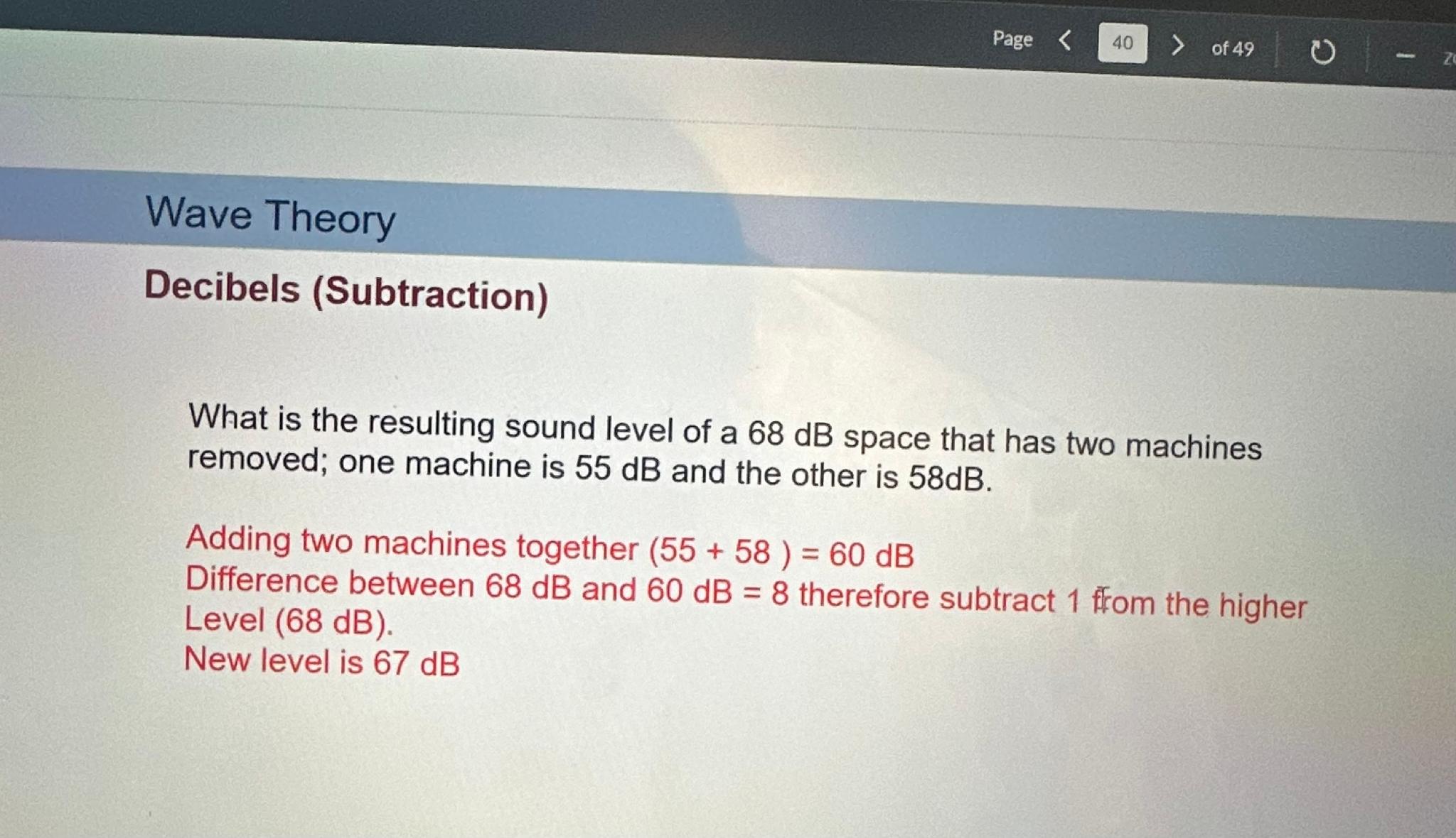 Solved Wave Theory\\nDecibels (Subtraction)\\nWhat is the | Chegg.com
