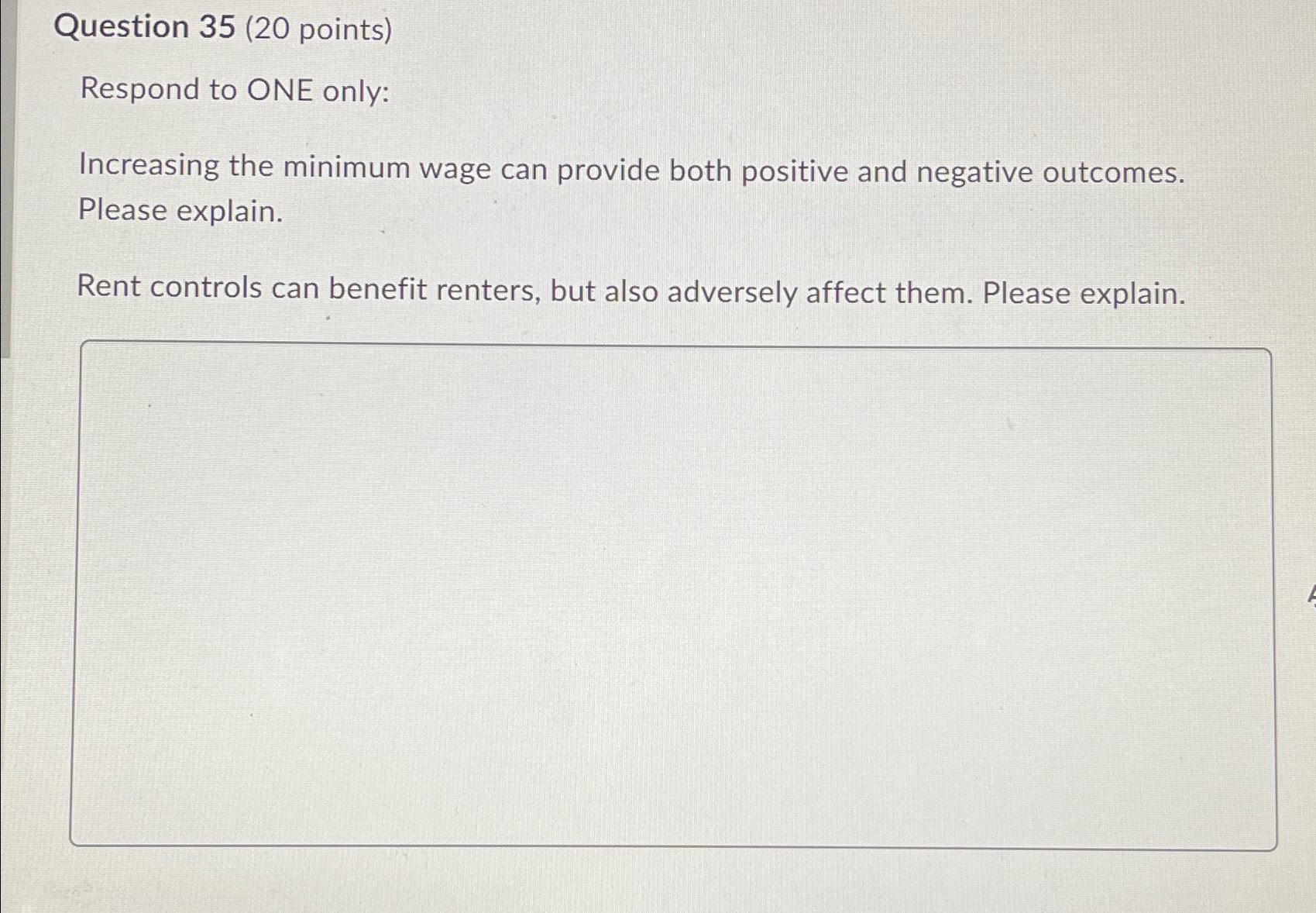 Solved Question 35 (20 ﻿points)Respond to ONE | Chegg.com