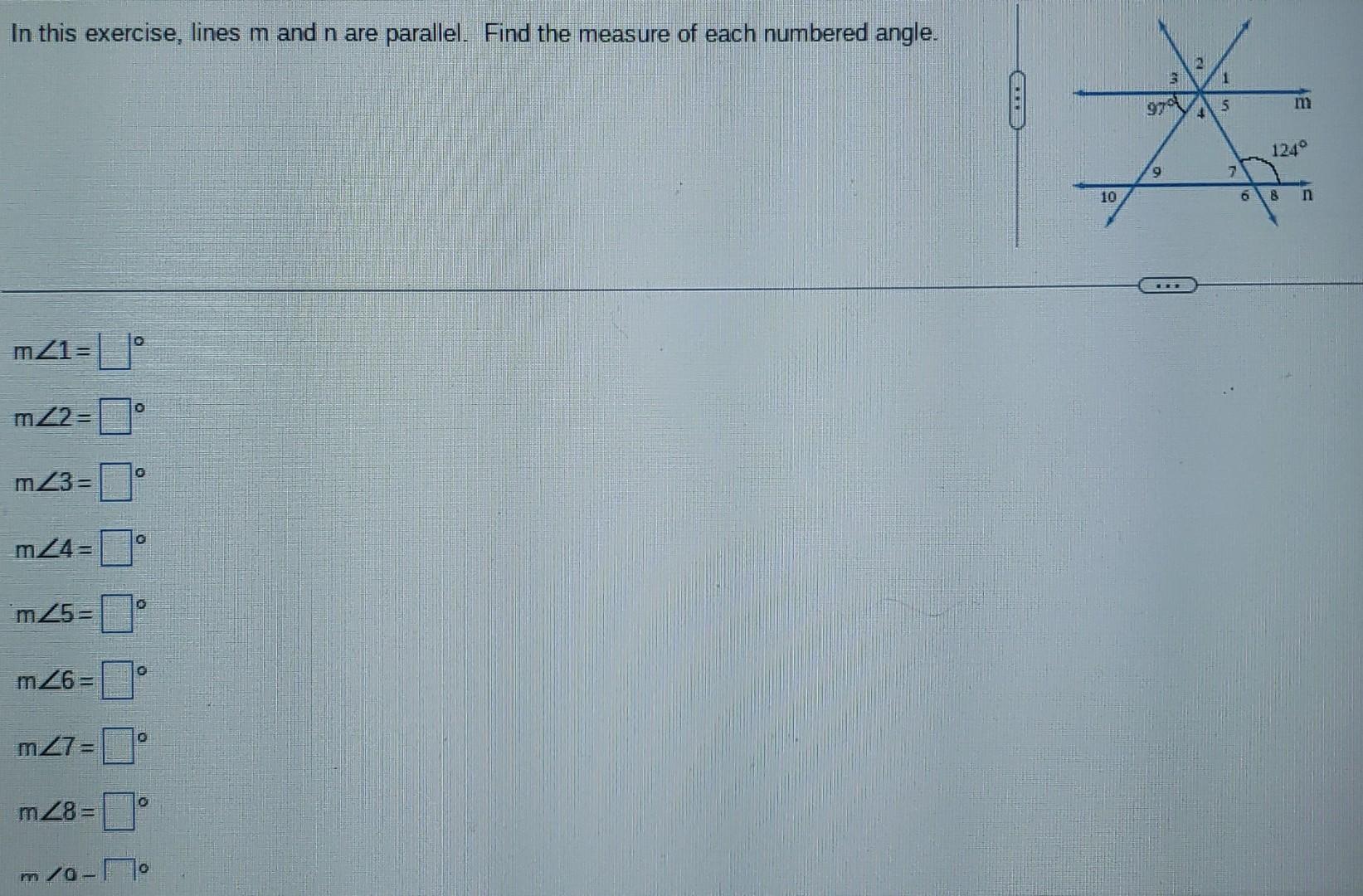 Solved In this exercise, lines m and n are parallel. Find | Chegg.com