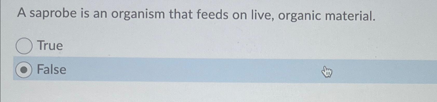 Solved A saprobe is an organism that feeds on live, organic | Chegg.com