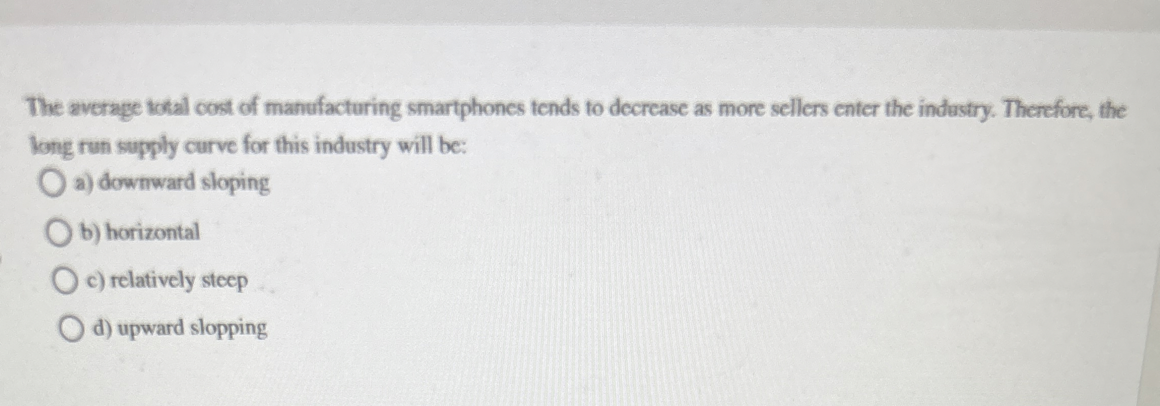 Solved The average total cost of manufacturing smartphones | Chegg.com