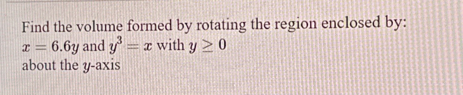 Solved Find the volume formed by rotating the region | Chegg.com